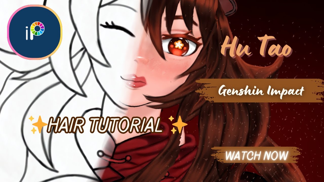 How I Draw Hutao Hair with 4 Brushes |Genshin Impact #hairart #coloring ...