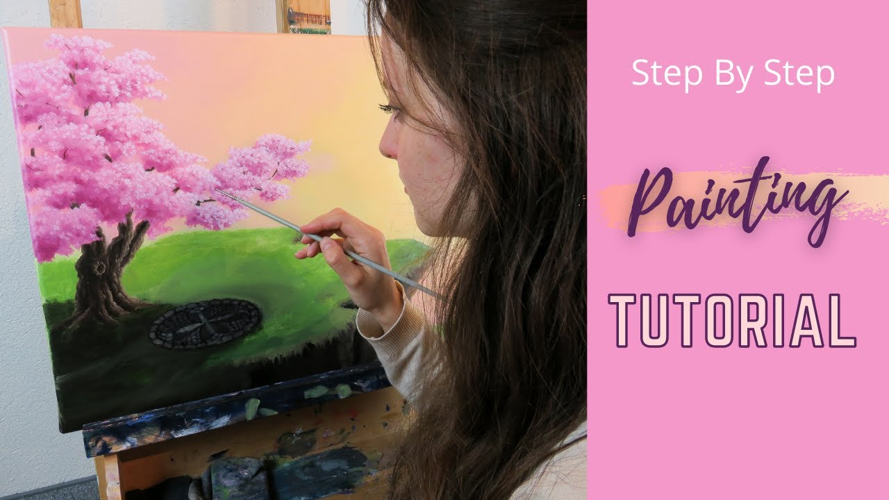 How to paint a CHERRY BLOSSOM TREE | Oil Painting Tutorial - YouTube
