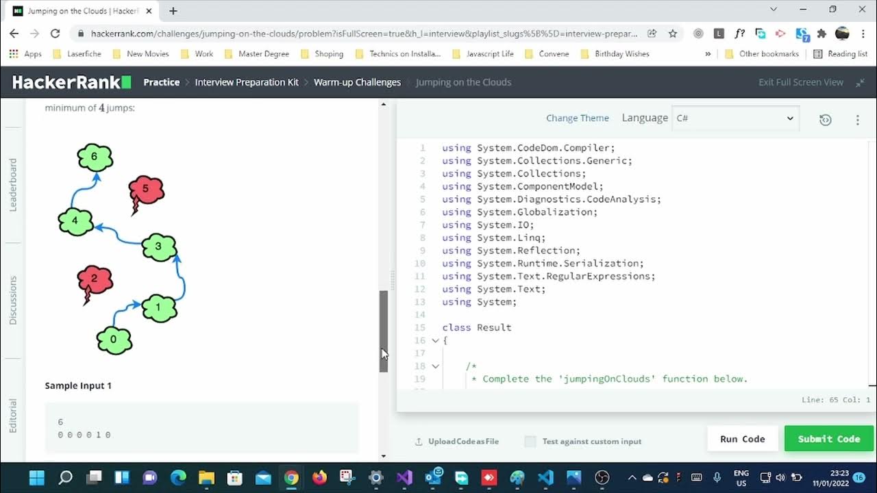 How to Solve Hackerrank Jumping on the clouds Challenge C# - YouTube