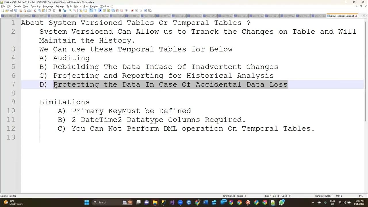 About Temporal Tables Or System Versioned Tables - YouTube