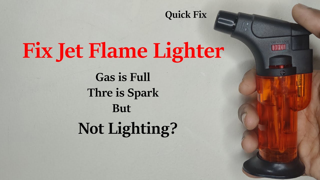 Fix Jet flame Lighter. Common problem. Gas is full. There is spark but ...