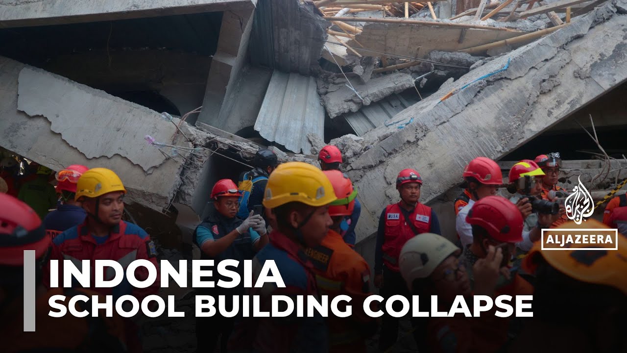 School collapse in Indonesia leaves three dead, 38 missing - YouTube