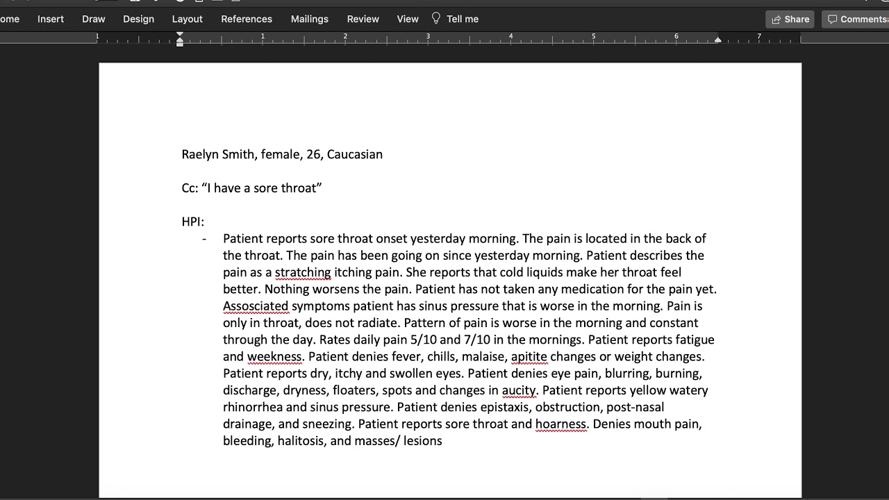 Soap Note WEEK 4 sore throat - YouTube