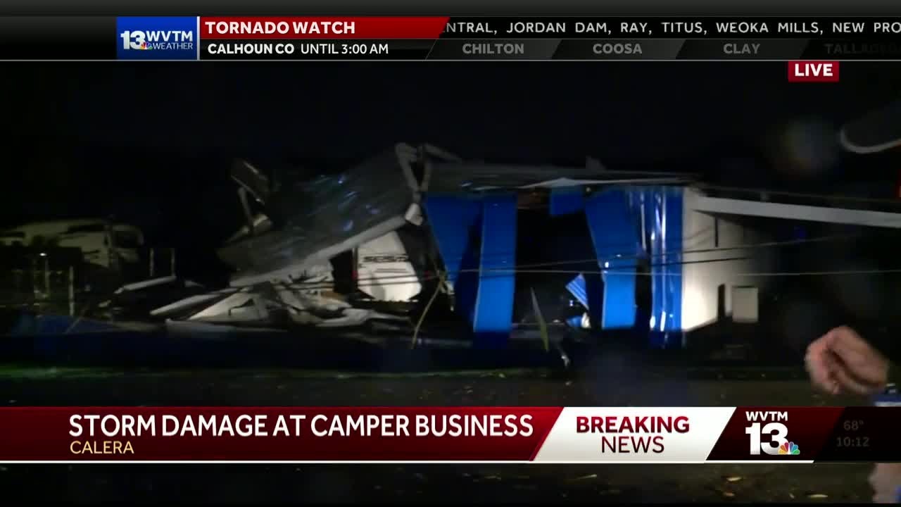 Severe storms destroy Calera camper business - YouTube