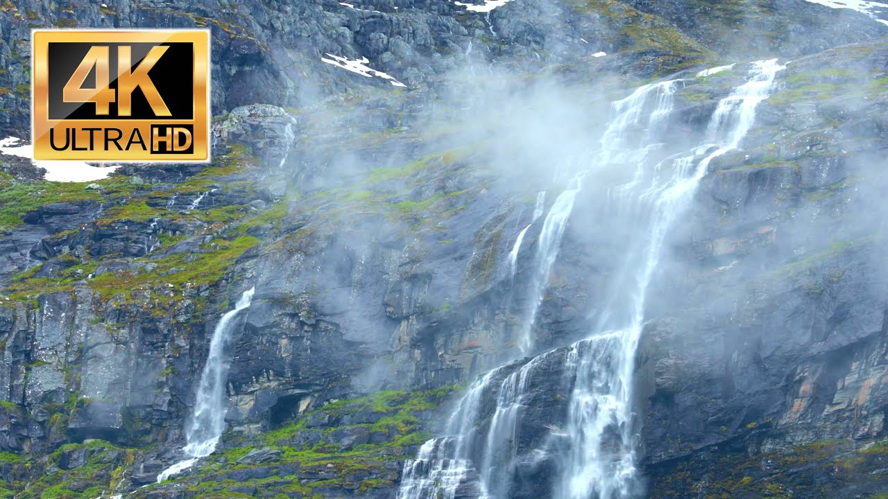 Soothing Relaxing Waterfall Sounds, Brightness dims after 1 hour - YouTube