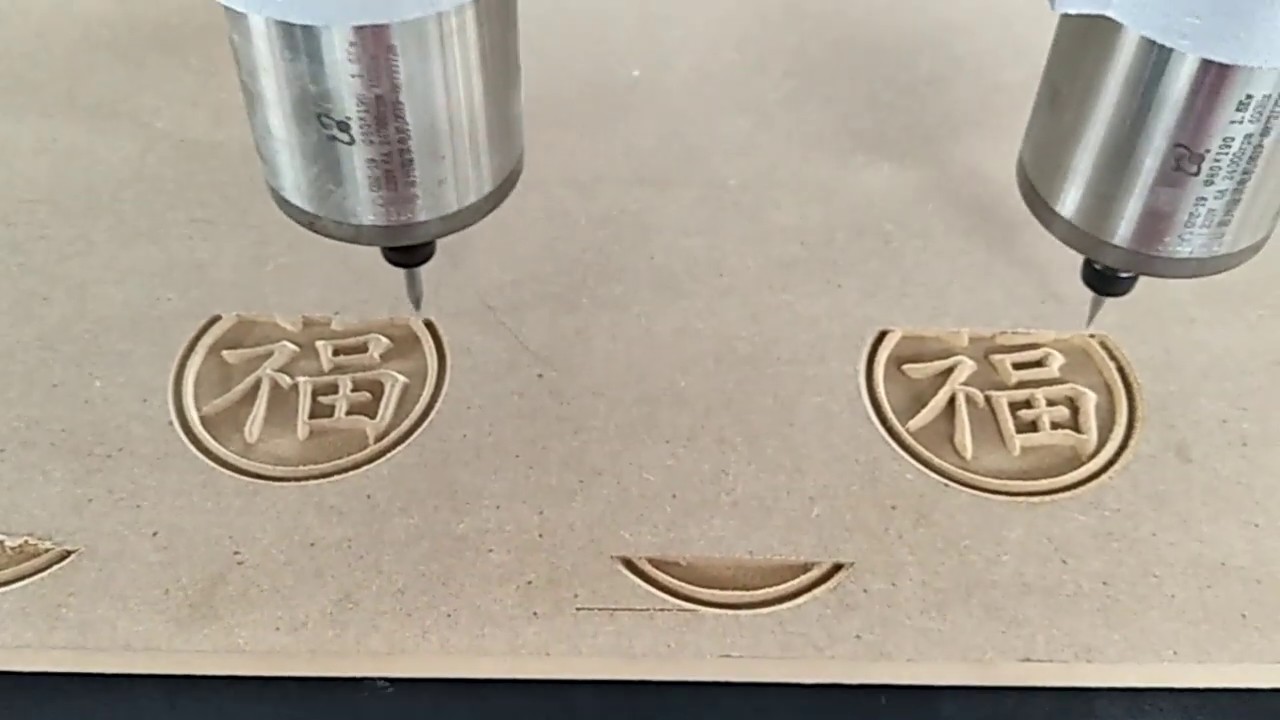 Dual Spindles Wood CNC Router with 4 head - YouTube