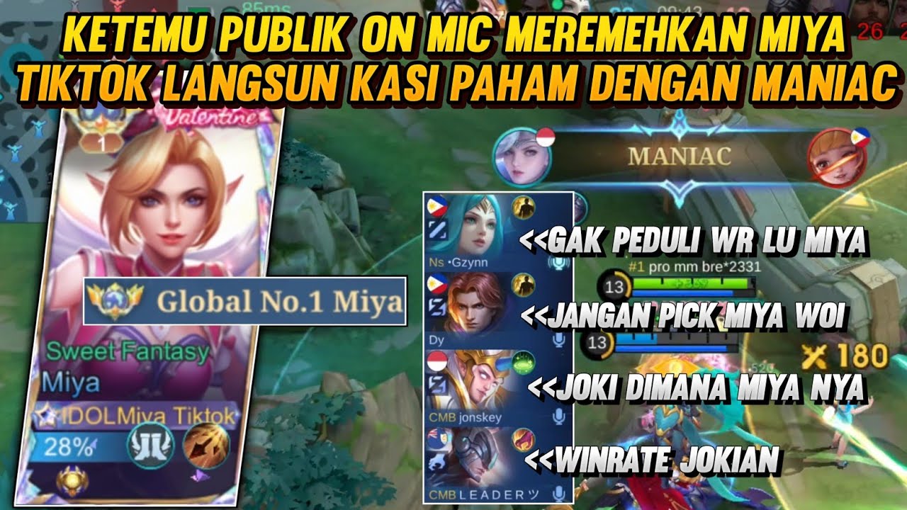 SOLO RANK KETEMU PUBLIK ON MIC MEREMEHKAN MIYA GW! LANGSUNG GW KASI PAHAM SKILL MIYA TIKTOK ...