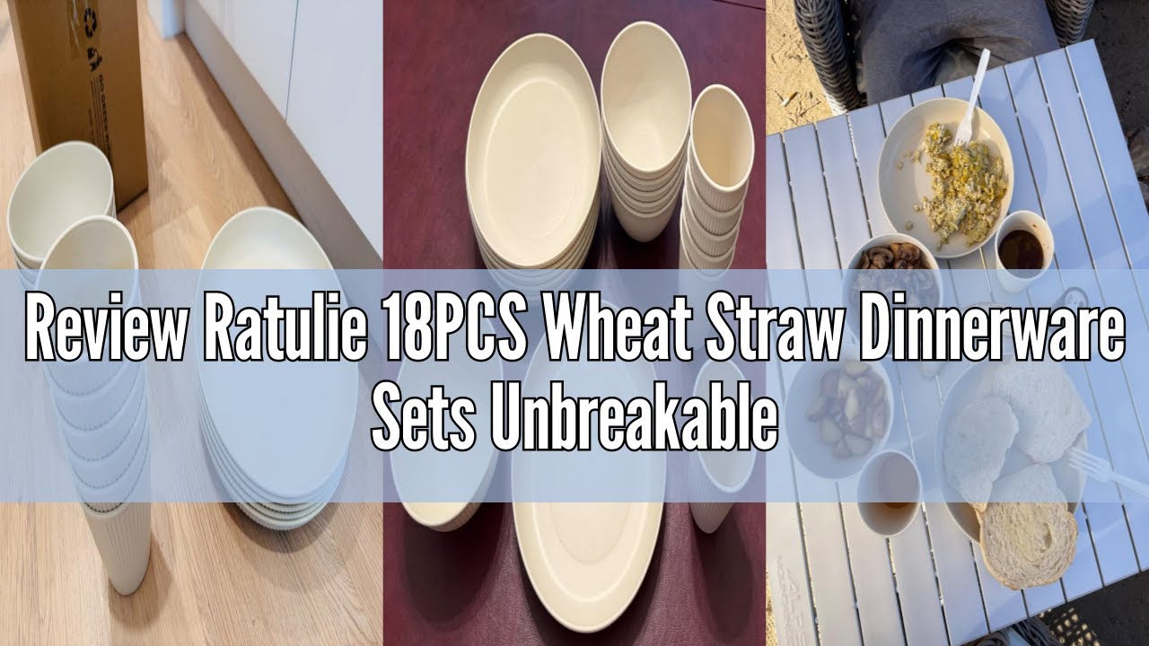 Review Ratulie 18PCS Wheat Straw Dinnerware Sets Unbreakable Dinnerware ...