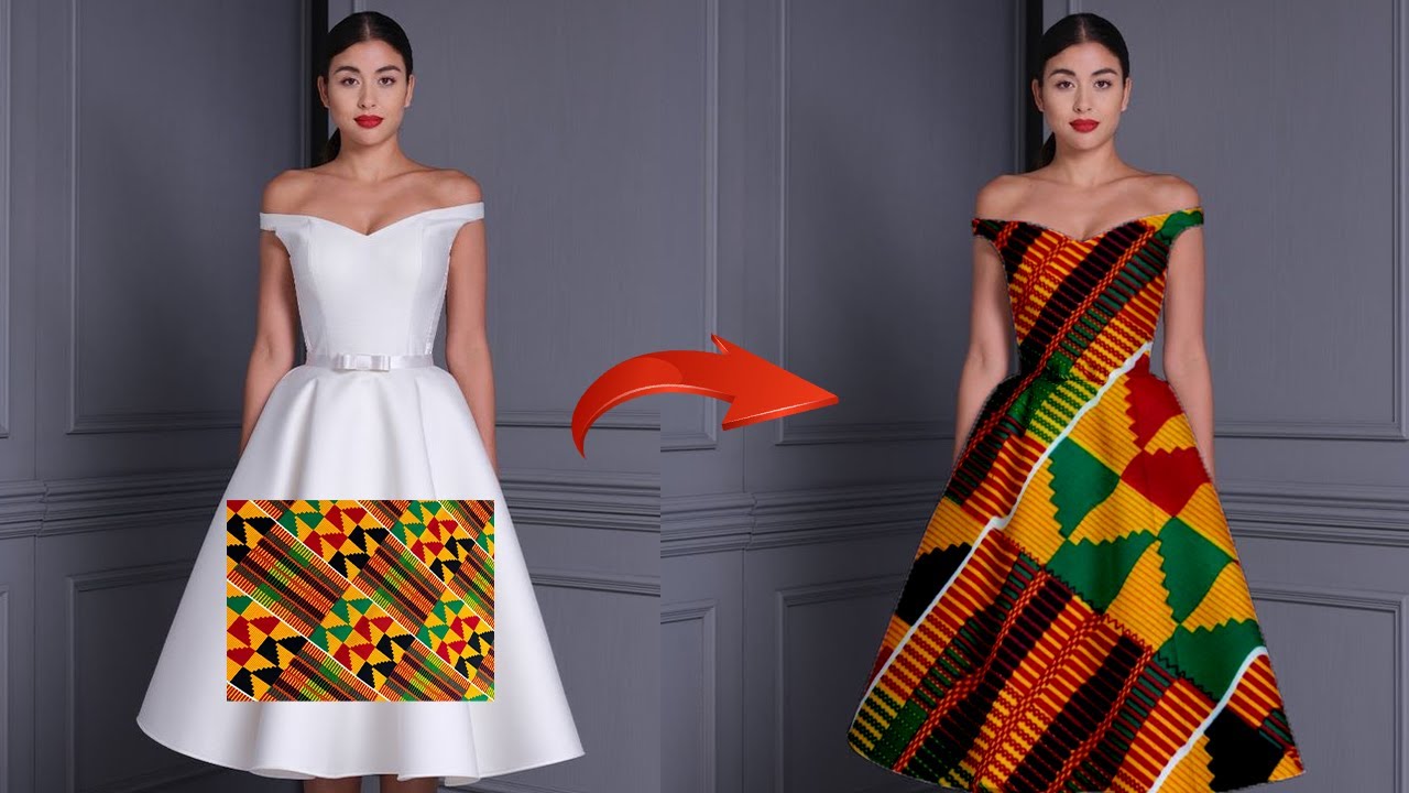 How to easily add design on dress in photoshop - YouTube