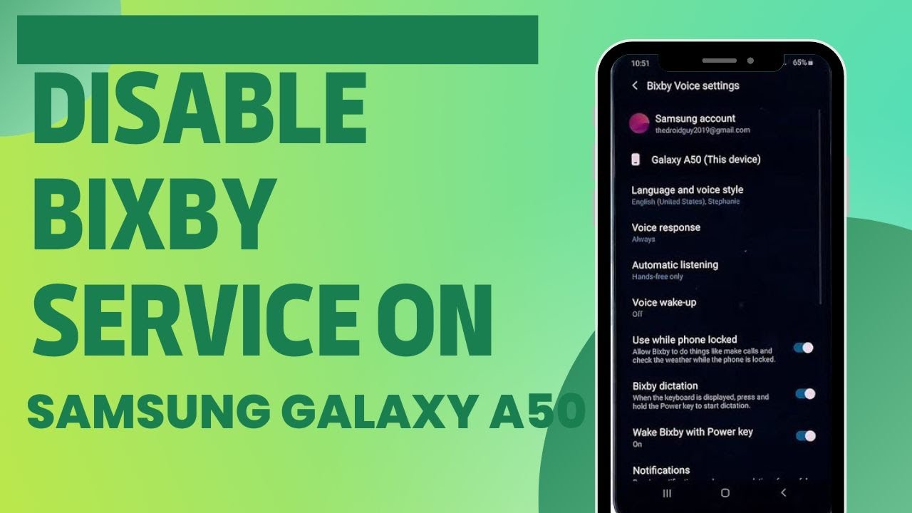 How To Disable The Bixby Service On Your Samsung Galaxy A50 - YouTube