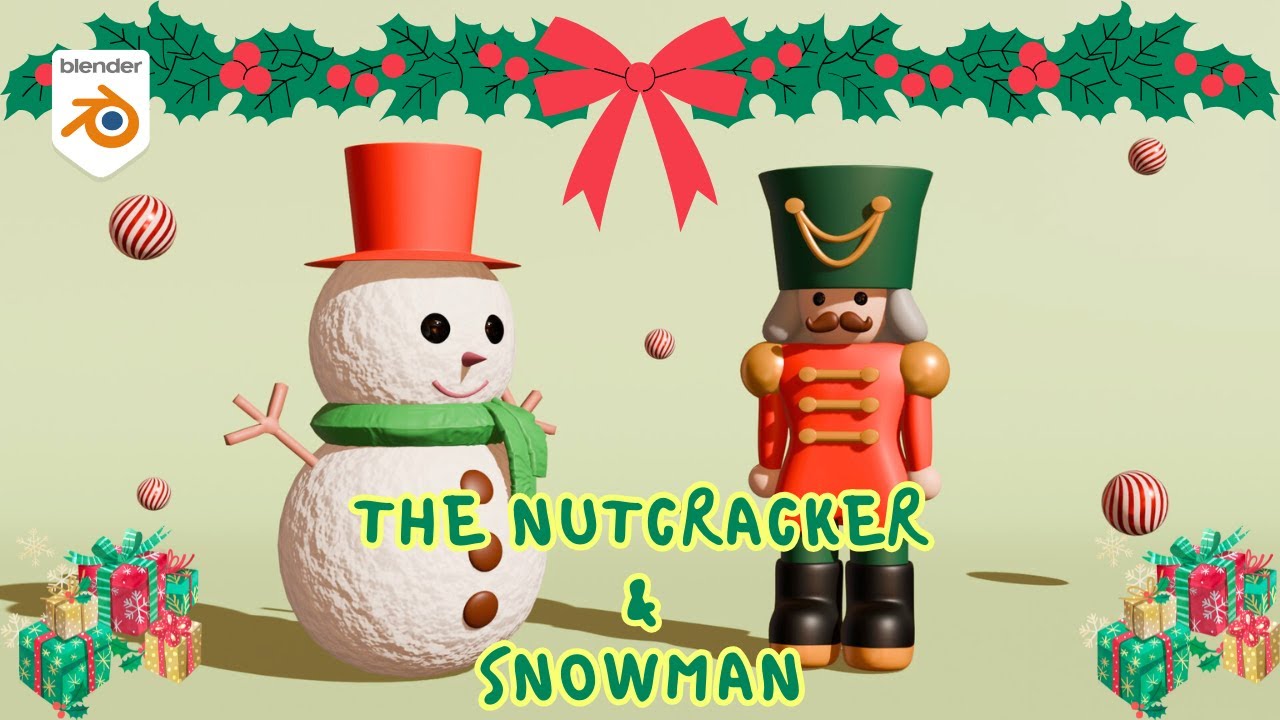 3D Blender - The Nutcracker & Snowman : EP.35 #blender # ...