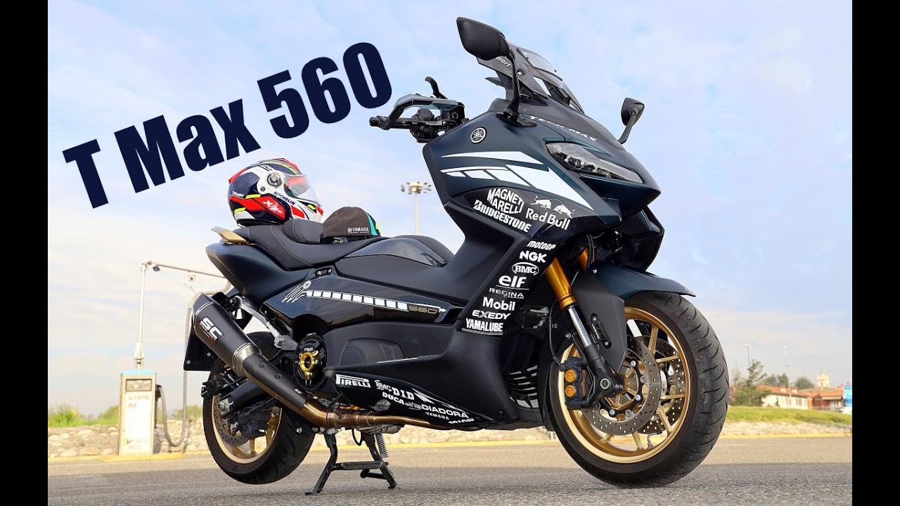T MAX 560 TECH MAX DARK PETROL NEW STICKERS BURNOUT WORKING FAST - YouTube