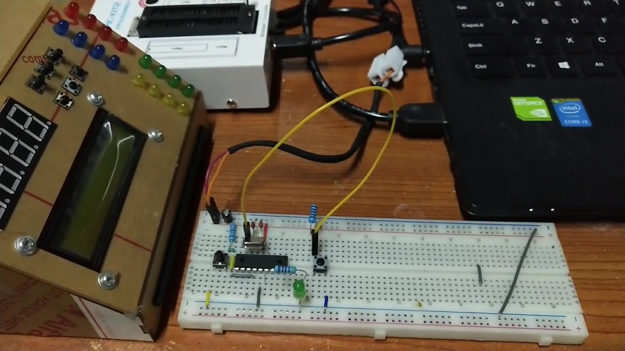 PIC I/O test with Assembly language (Used MPLAB IDE) - YouTube