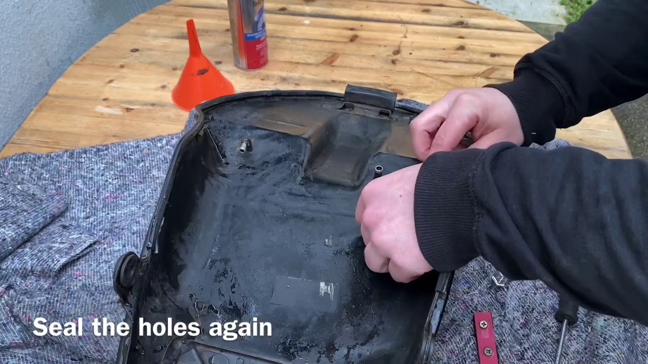 How to remove rust from inside a motorcycle gas tank using a concrete ...