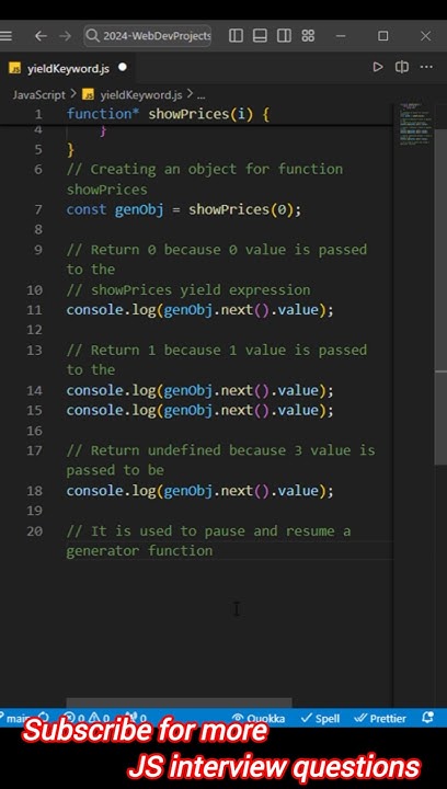 Syntax Of Yield Keyword In Javascript Developersamarsekhar