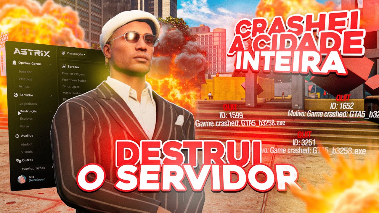 NOVO CRASHER ACABANDO COM AS CIDADES NO GTA RP/FIVEM - ASTRIX MENU ...