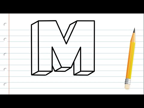 BASİT ÜÇ BOYUTLU M HARFİ ÇİZİMİ ( ADIM ADIM KOLAY ÇİZİMLER (  3D GRAFFİTİ ALFABE  ÇİZİM ) )