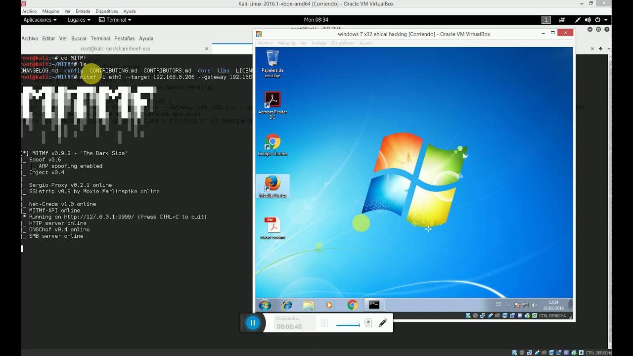 ataque mitmf + beef navegadores con kali linux 2016.1 - YouTube