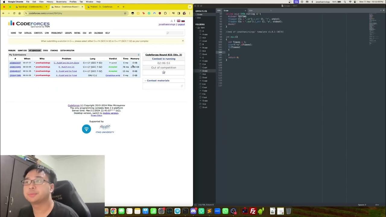 Codeforces Round 933 Div 3 Screencast Youtube