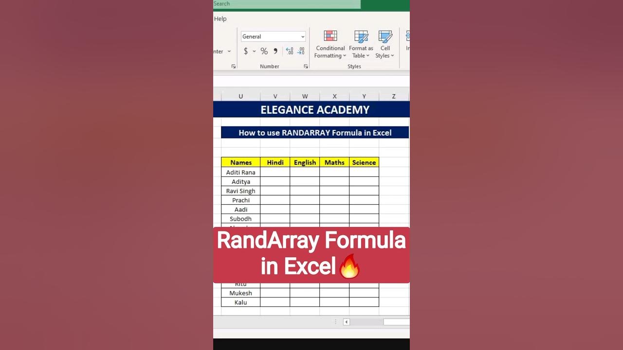 Randarray Formula Excel Msexcel Msexceltutorial Shortsvideo Msexceltrick Shorts Ytshorts