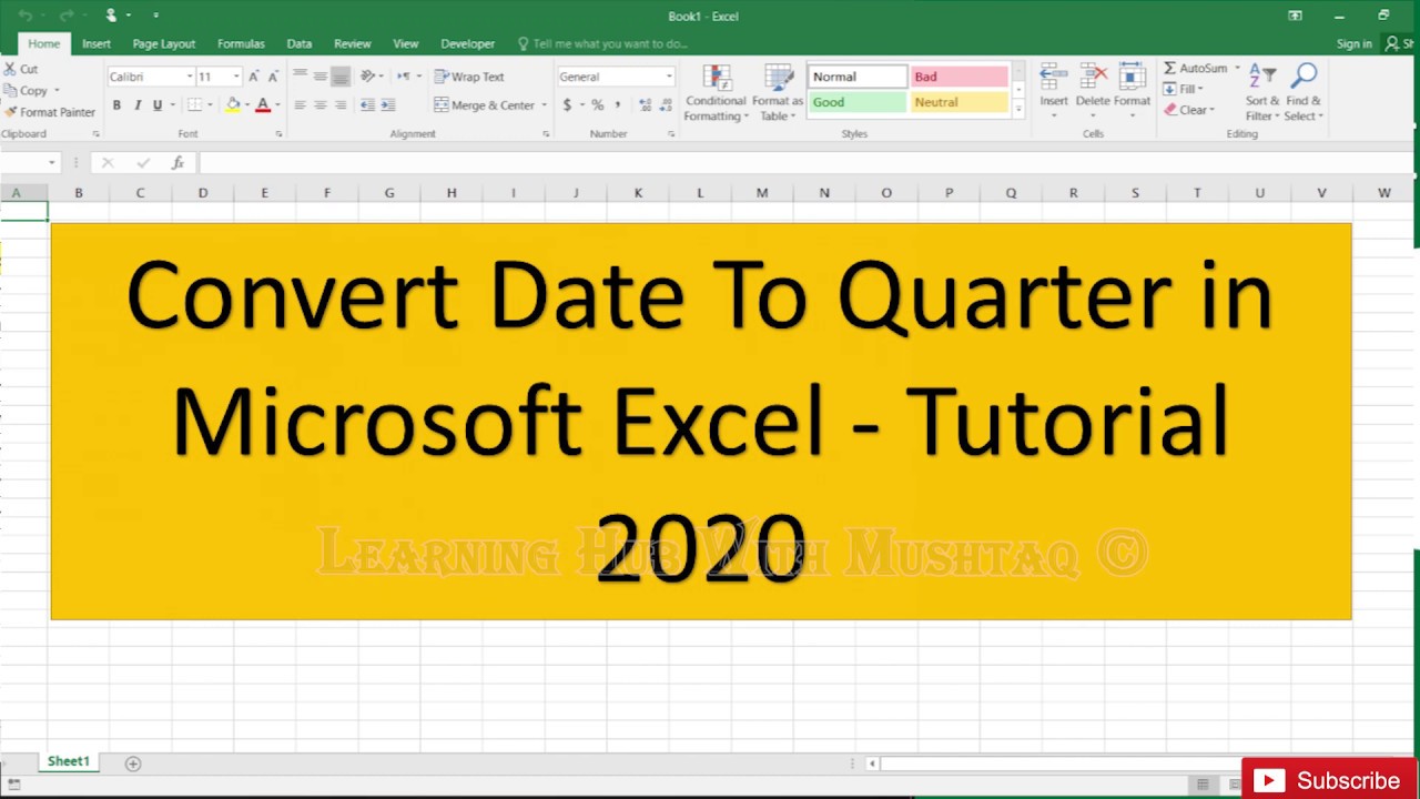 Convert Date To Quarter In Microsoft Excel Tutorial 2020 YouTube Convert Date To Quarter In Microsoft Excel Tutorial 2020 YouTube