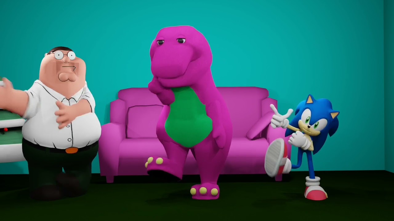 Barney, Peter Griffin and Sonic sing S-A-N-T-A (Music Video) - YouTube