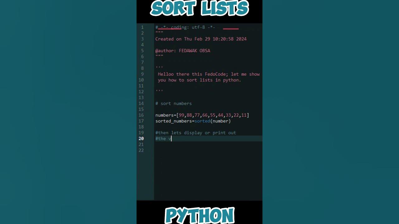 Sorting Lists Python Python Programming Youtube