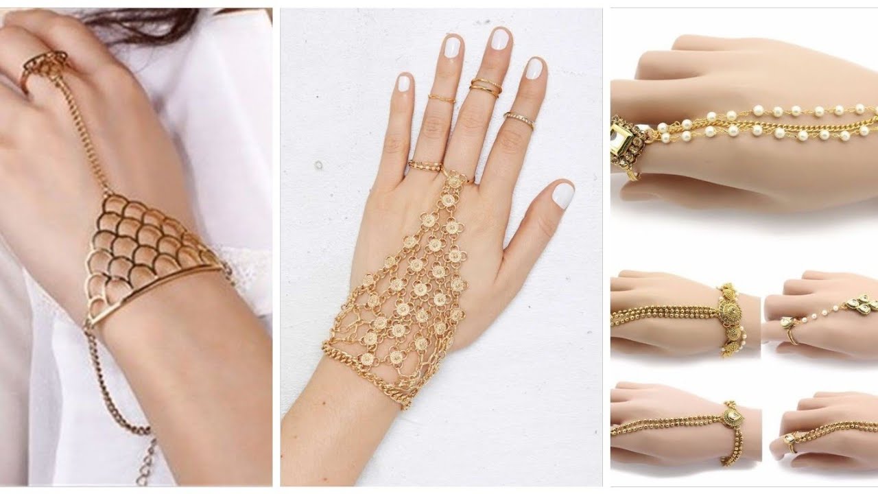 Lady finger ring hand chain gold rings bracelet - YouTube