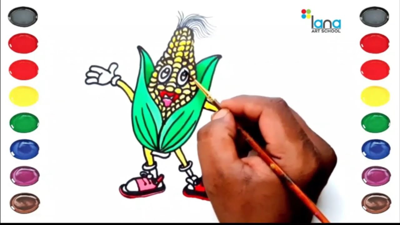 How to Draw & Coloring Corn Cob Character Easy Step by Step I Drawing ...