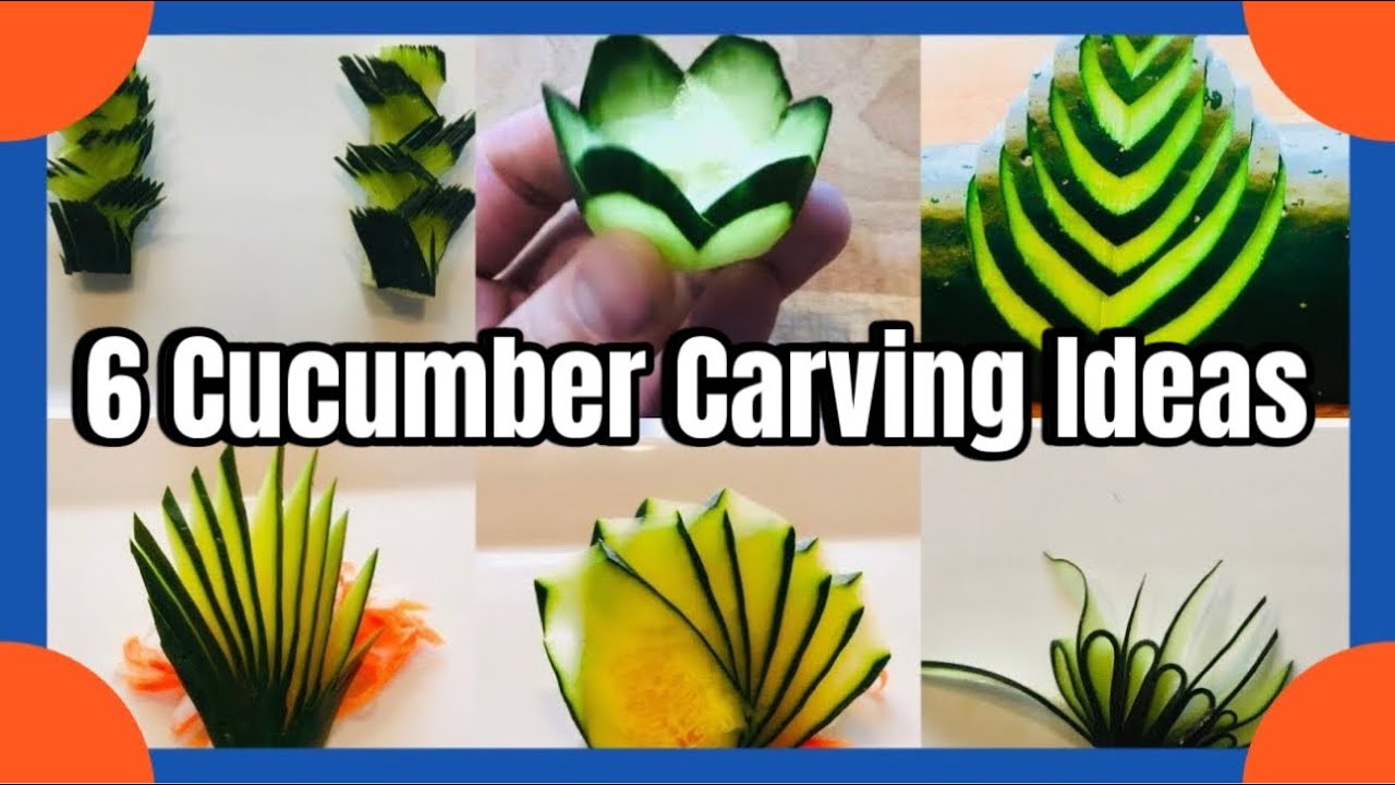 CUCUMBER DECORATION. 6 Tips Cucumber Garnish Carving (EASY) - YouTube