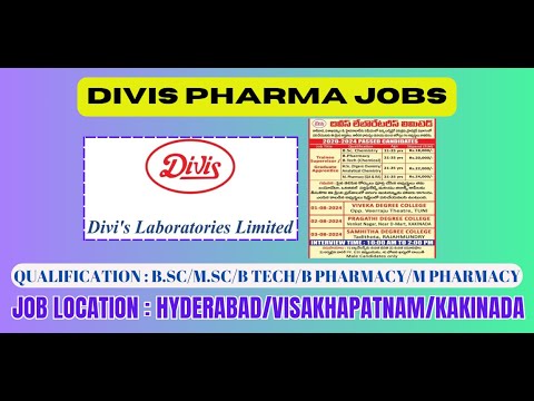 DIVIS Laboratories Pvt Ltd Interviews on 01- 03 Aug 2024 in Telugu# ...