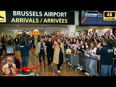 🔥 Airport in Chaos! Kim Taehyung Officially Lands in Brussels, Thousands of ARMY Gather Belgium!