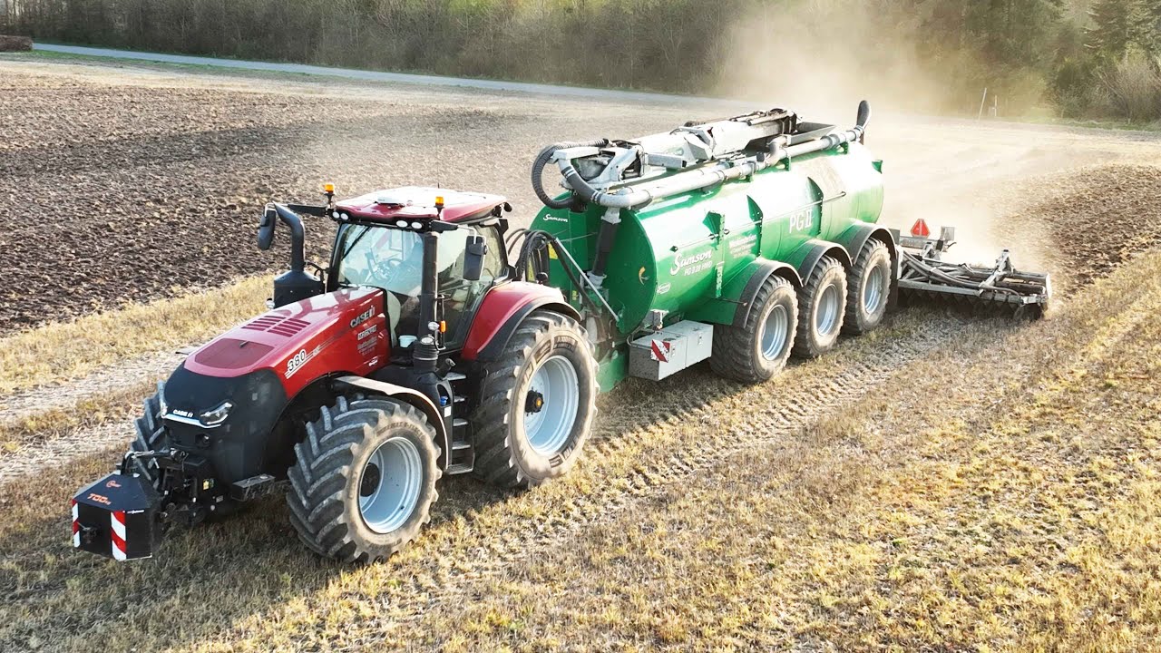 Case IH Magnum 380 laying manure w/ Samson PG II 28 HWD | Manure Season ...