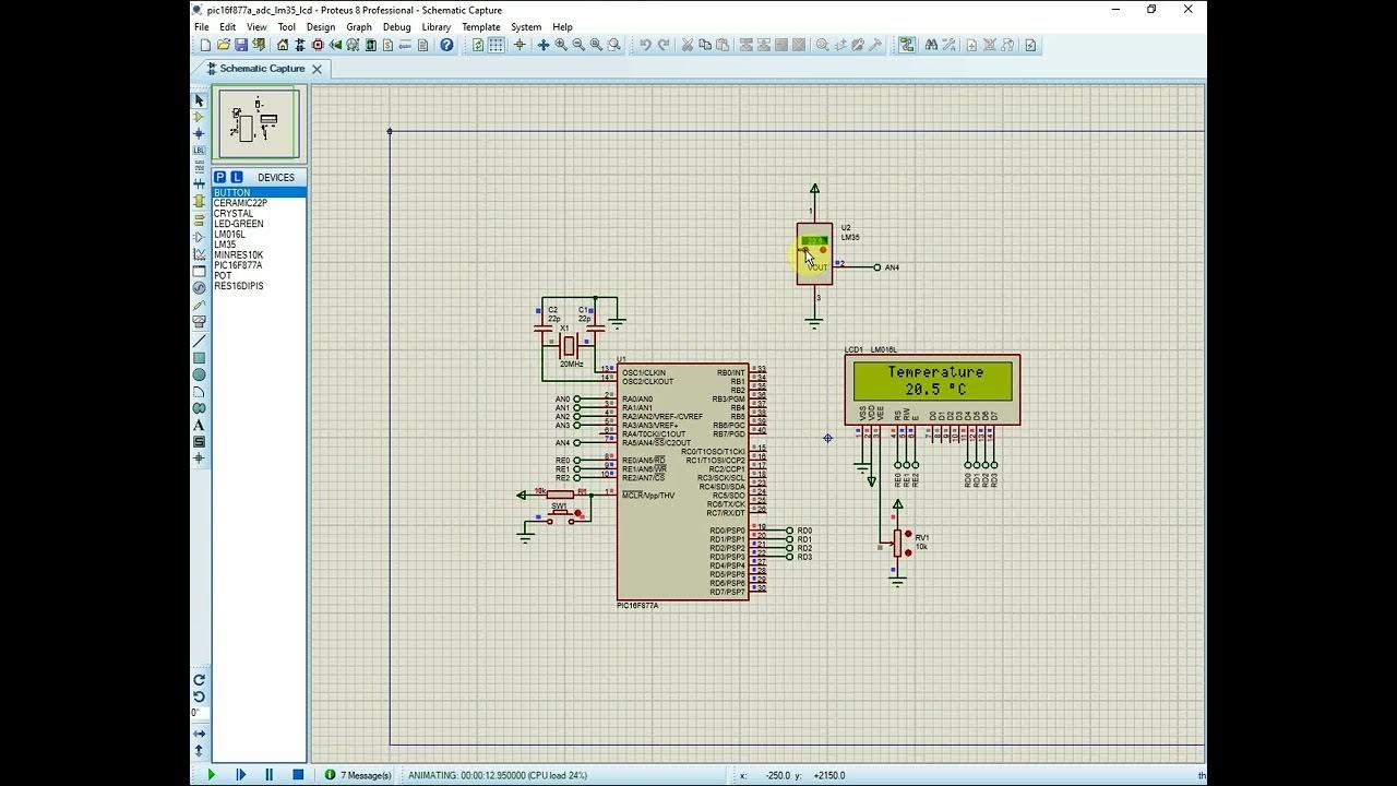 PIC16F877A ADC LM35 LCD - YouTube
