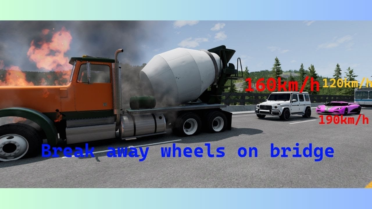 Punctured tires | break away wheels | Car crash caused by a broken # ...