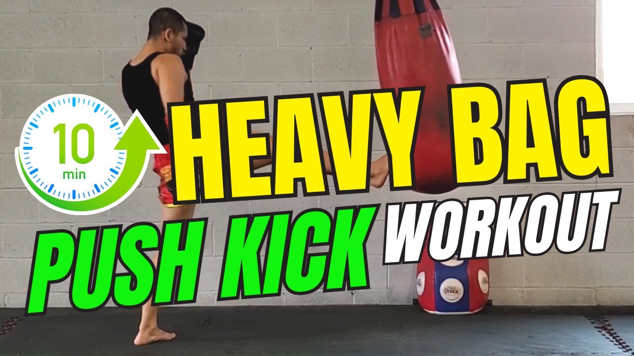INTENSE Kickboxing Heavy Bag Workout! MUAY THAI Push Kick! - YouTube