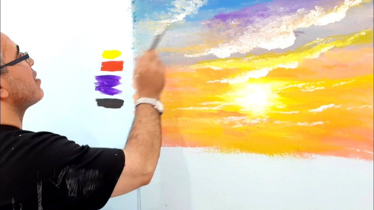 بطريقة جديدة 👈تعلم رسم الغروب وما هي الالوان المستخدمة؟ Youtube