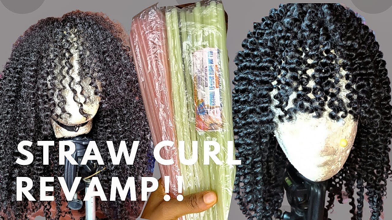 How To Recoil And Restore Old Curly Synthetic Wig With Plastic Straw ...