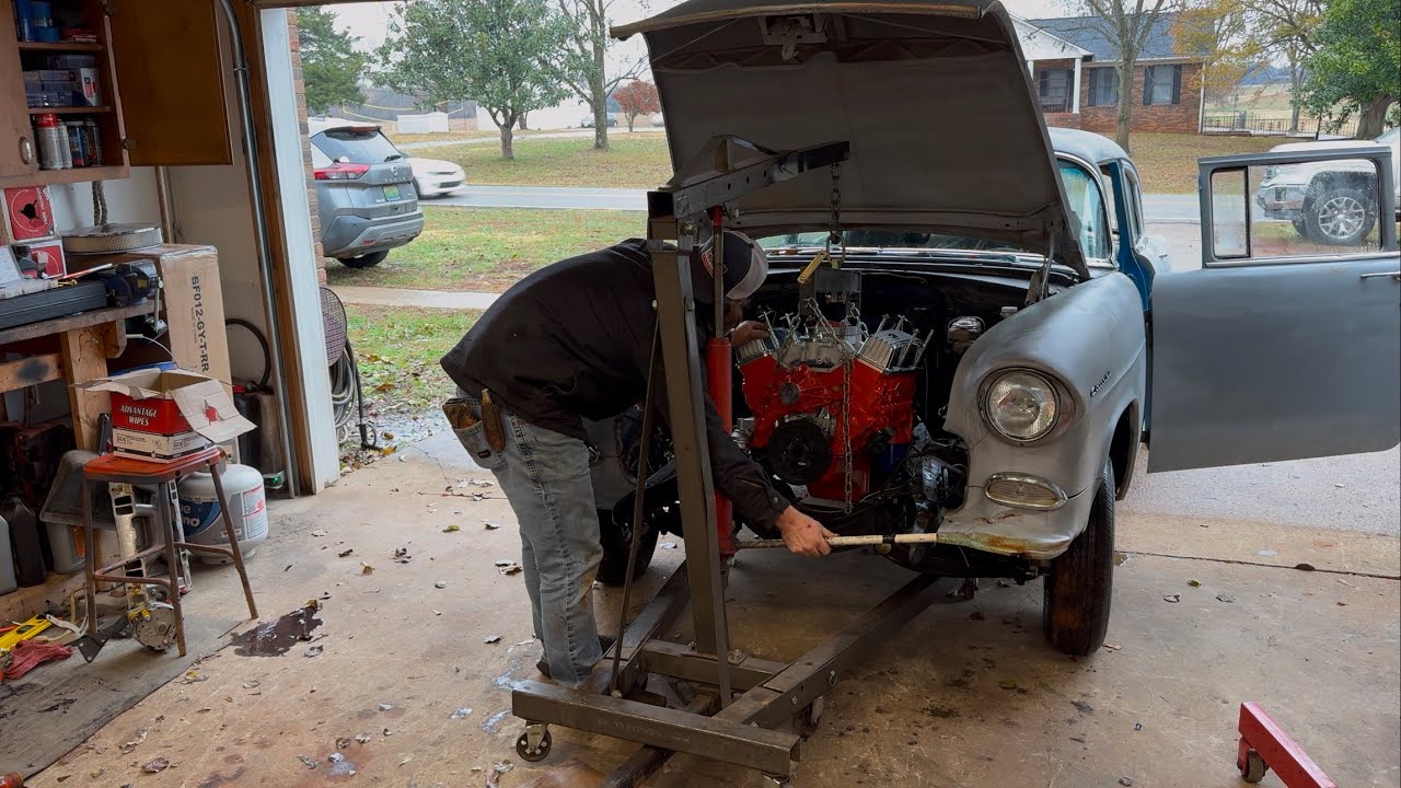 1955 Chevy gets crate engine !! 350 HO - YouTube