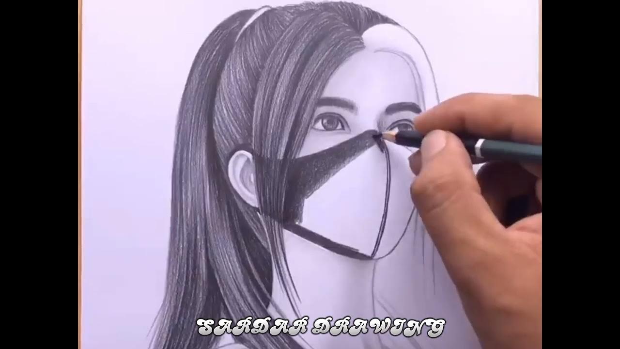 Girl With Face Mask Drawing YouTube girl-with-face-mask-drawing-youtube