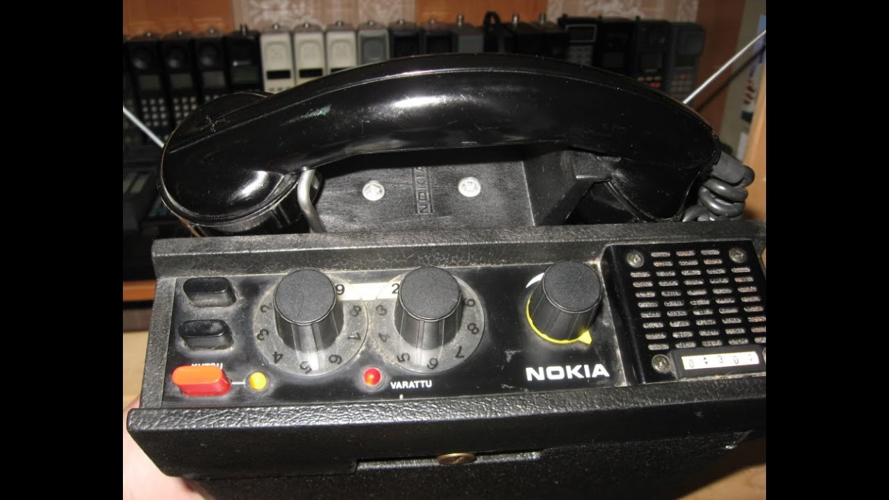 Первый мобильный телефон Nokia Mobira SRP25 80's - YouTube