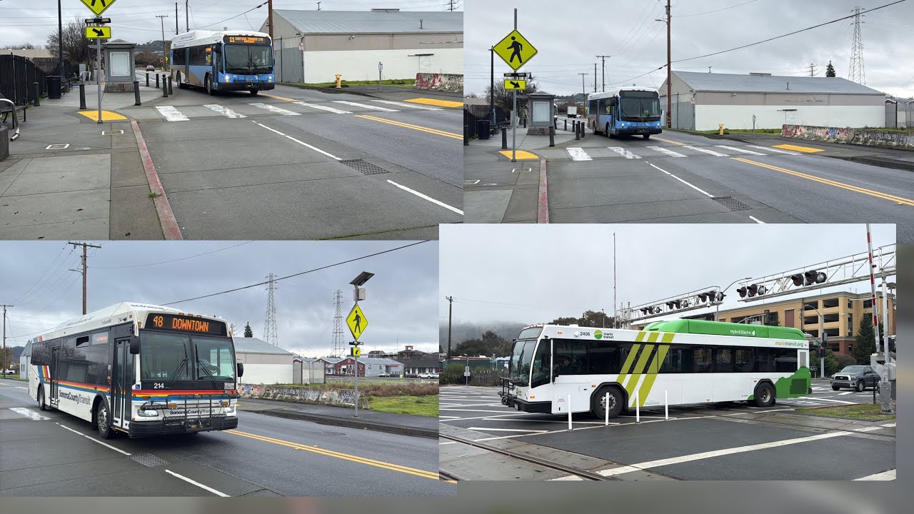 Rare Variety Bus fanning . Petaluma & San Rafael*+ FT. Marin transit new hybrids. 40F. - YouTube
