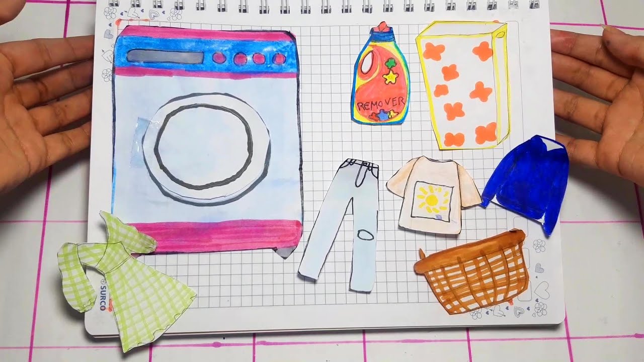 [💸paper diy💸] Washing clothes 👗 Doing laundry | ASMR - YouTube