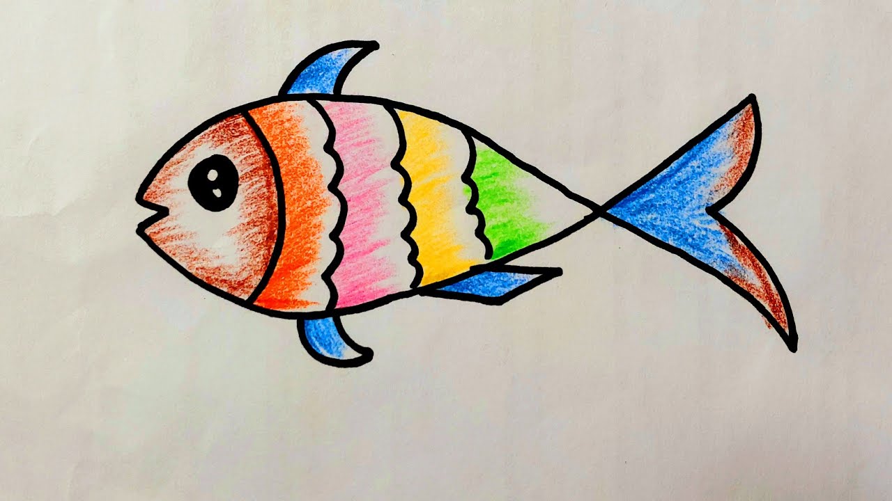 How to draw fish drawing easy | Fish drawing for beginners | Machli ka ...
