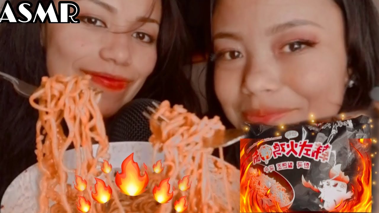 ASMR comiendo primera vez fideos muy PICANTES |Sam asmr |mukbang - YouTube