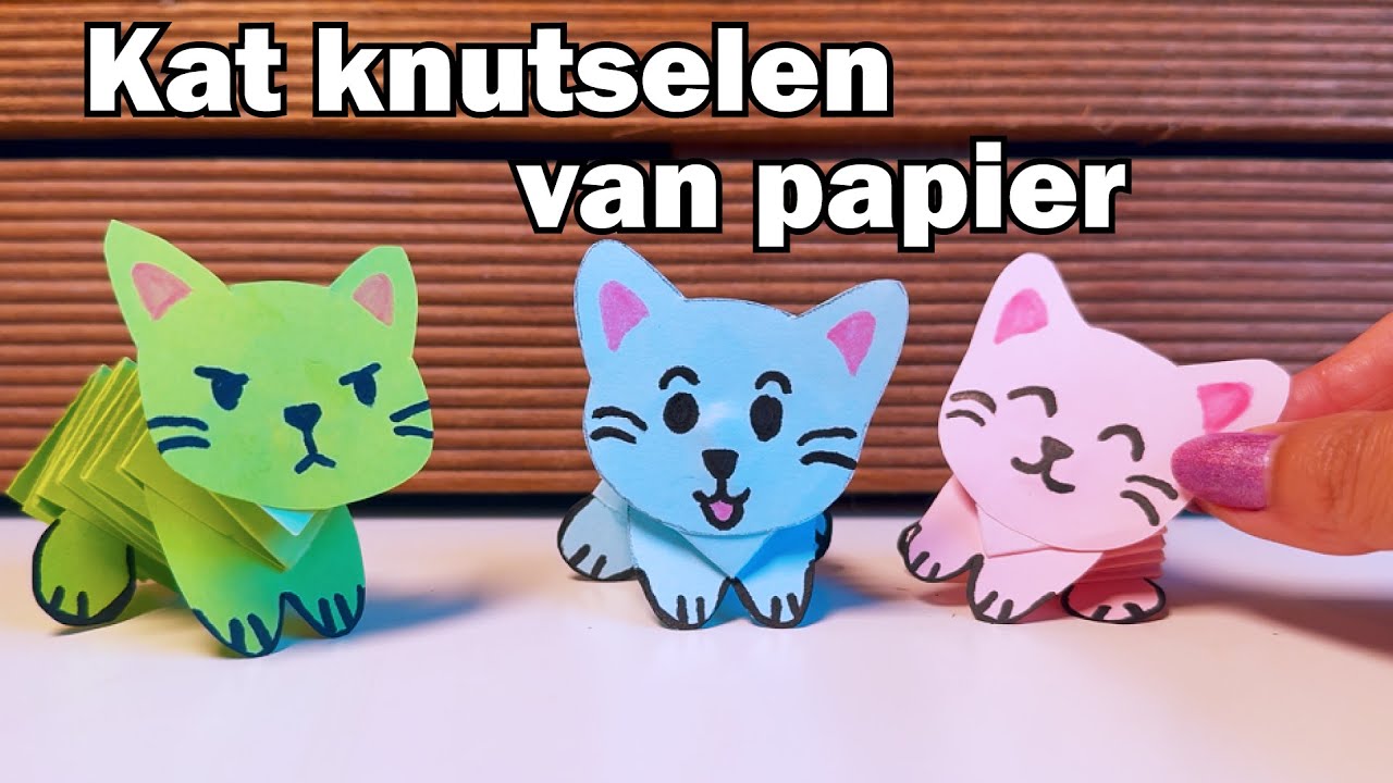 Leuke en makkelijke knutsel: kat van papier maken met muizentrapjes | DIY met Juf Jannie - YouTube