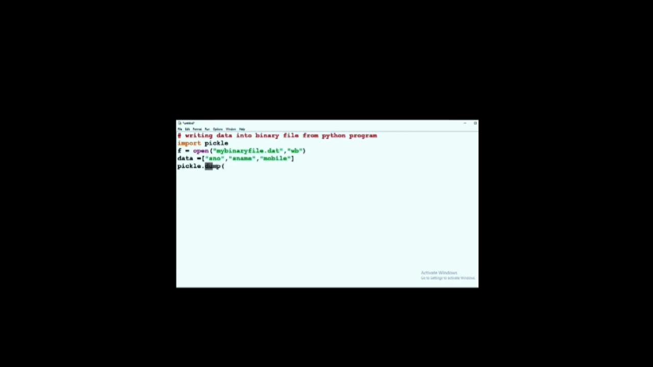 Class12 Writing Data In Binary File Python Using Dump Coding Filehandling Shorts Youtube
