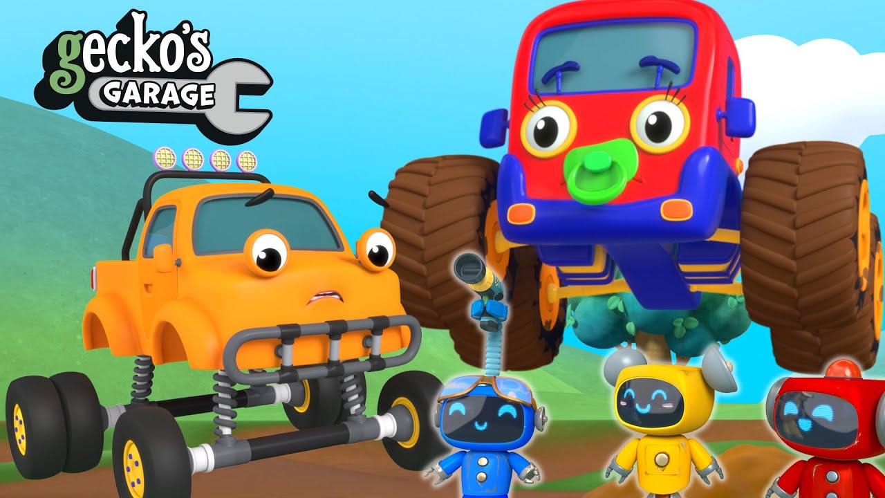 Monster Truck Wheels On Baby Truck｜Gecko's Garage｜Funny Cartoon For ...