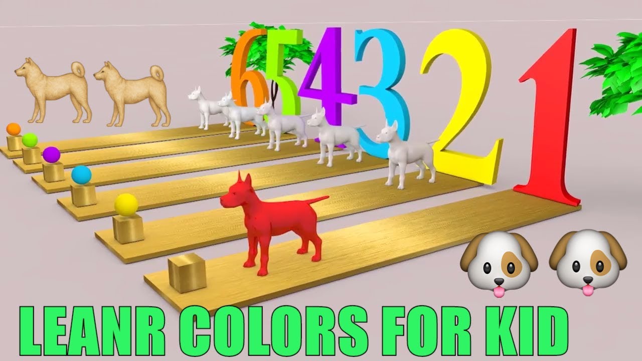 Learn colors with dog and number for children | Animal coloring for ...