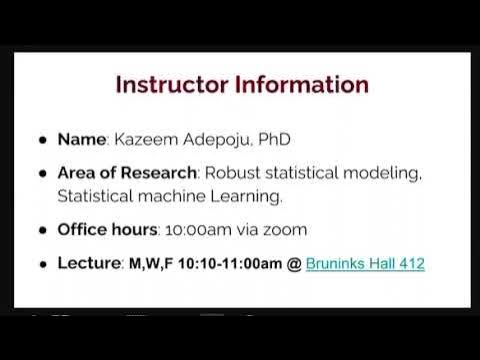 STAT 4051 : Statistical Machine Learning Course Introduction - YouTube